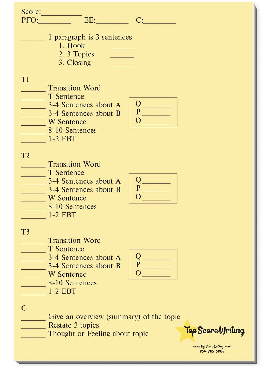 Sticky Note Scoring and Feedback Sheets Yellow Informative – Top Score ...
